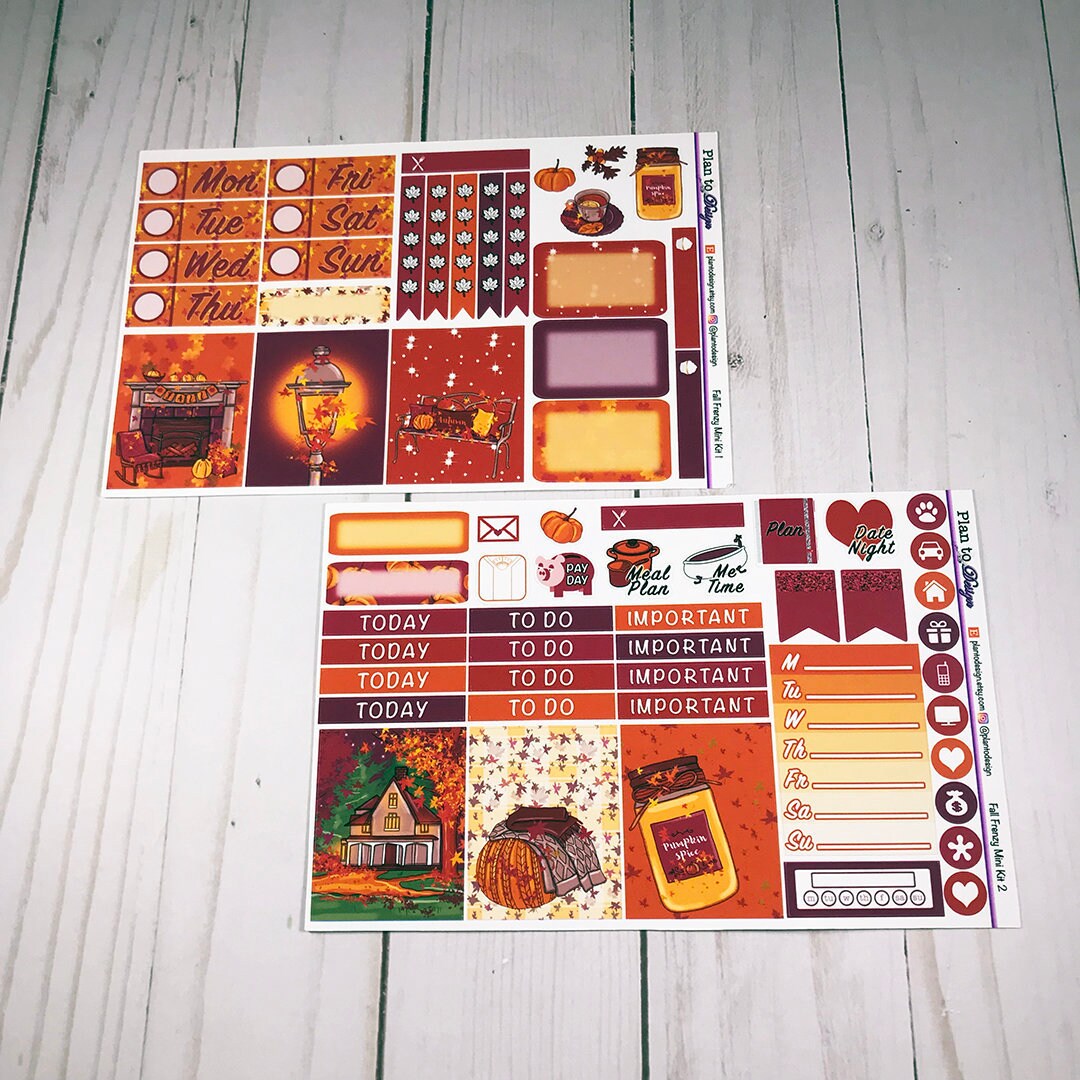 FALL FRENZY Mini Kit 2 Pages Orange Yellow Maroon - Etsy