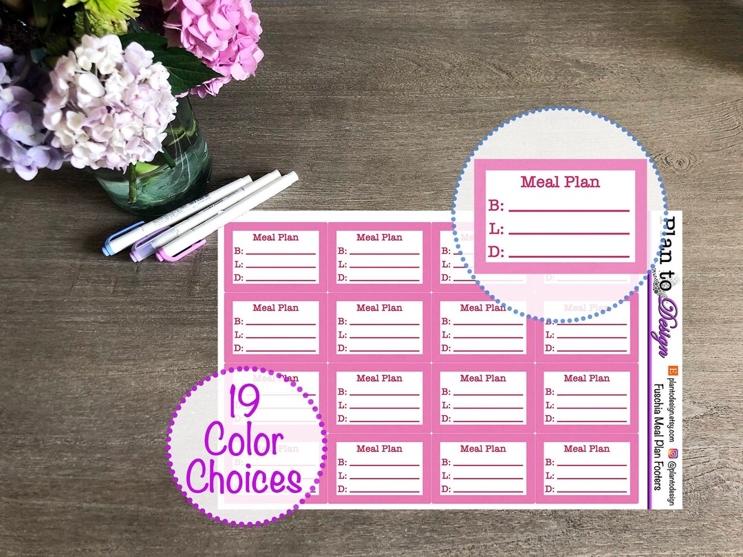 Meal Plan Stickers Footers 16/32 MATTE Single Color for - Etsy