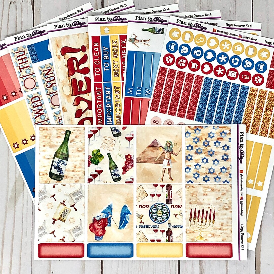 HAPPY PASSOVER Deluxe Weekly Kit standard Vertical 7 Pages Red, Blue ...