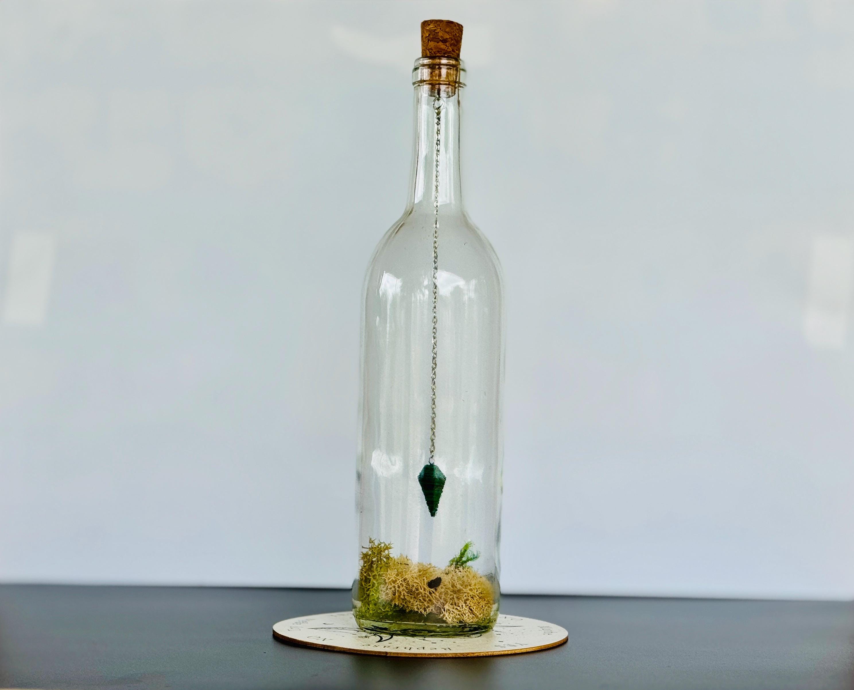 Glass Bottle Pendulum With Moss Base – Resin Pendulum Sealed Under Cork ...