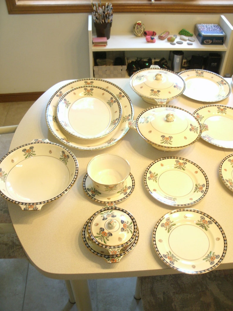 Rare Grimwades Royal Winton Ivory Lotus 38 Piece Dinnerware Art Deco - Etsy
