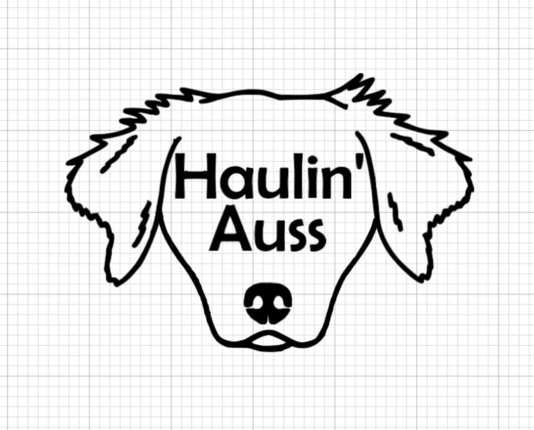 Australian Shepherd Haulin' Auss Face Outline Vinyl Car Decal Sticker ...