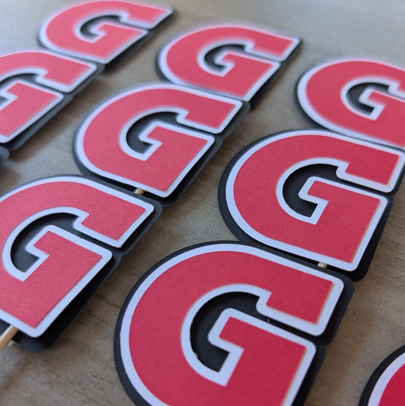 G Cupcake Toppers for Cupcakes - Red, White, Black - Etsy