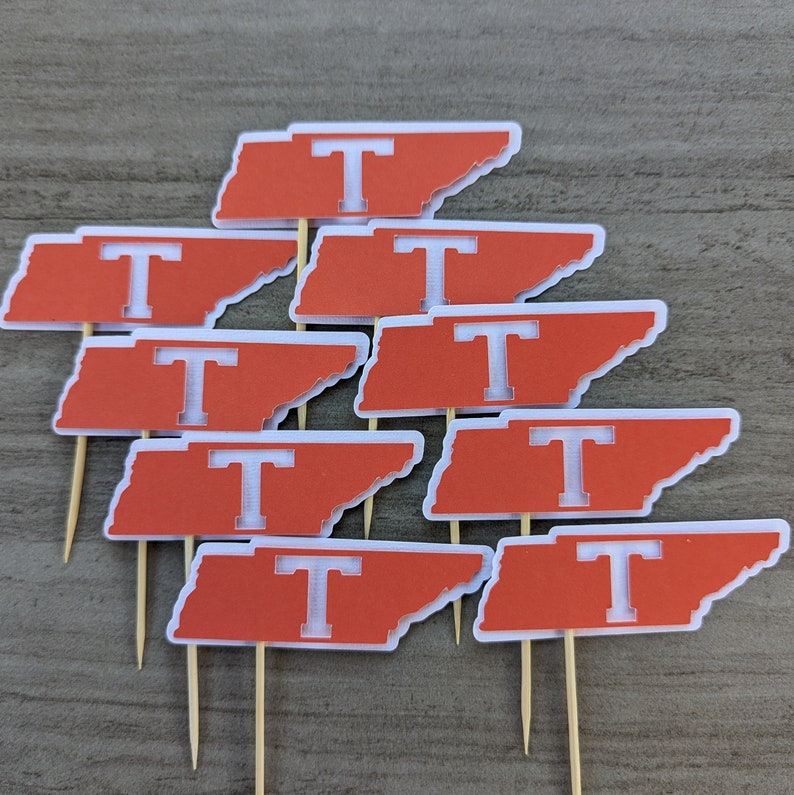 Tennessee Cupcake Toppers - Orange and White - Etsy