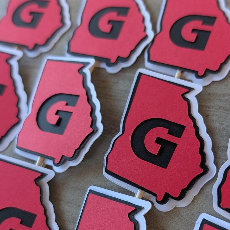 Georgia Cupcake Toppers - Red and Black - Etsy