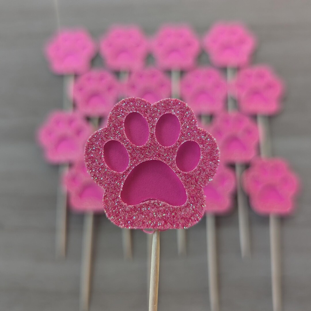 Puppy Paw Print Cupcake Toppers - Etsy