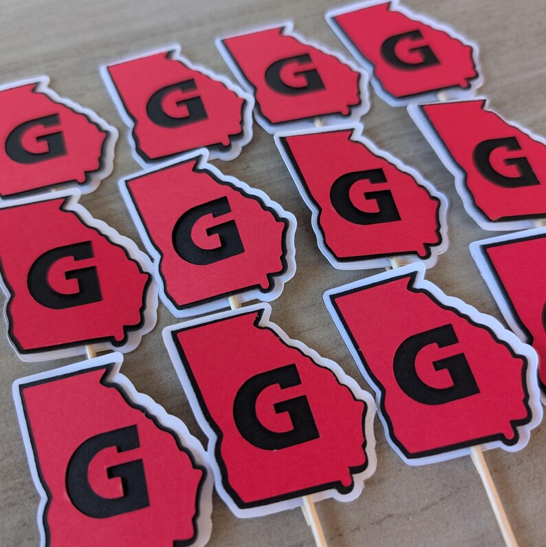 Georgia Cupcake Toppers - Red and Black - Etsy