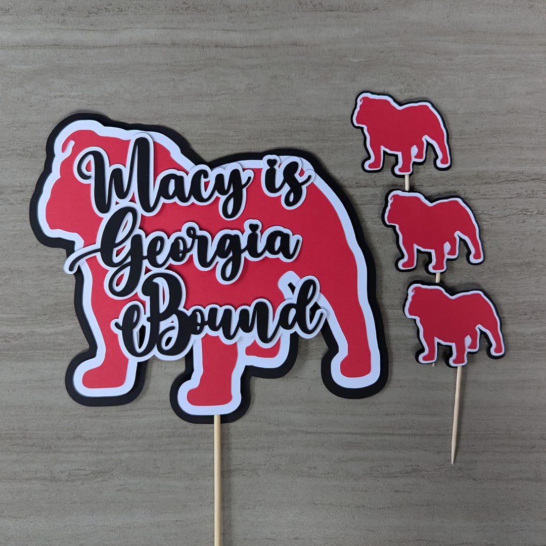 Custom Name Georgia Bound Bulldog Cake Topper - Red, White, Black - Etsy