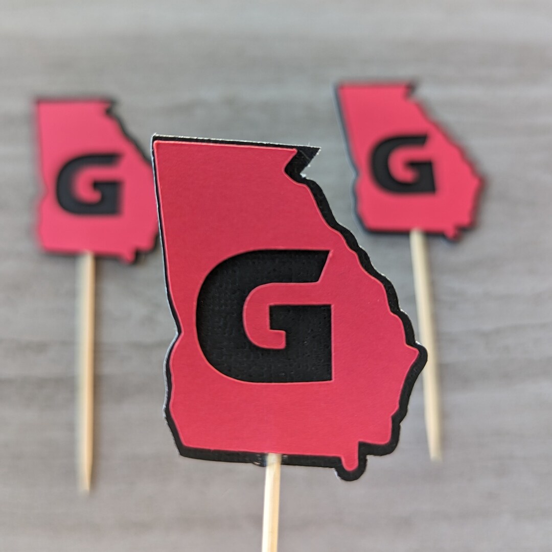 Georgia Cupcake Toppers Red and Black - Etsy