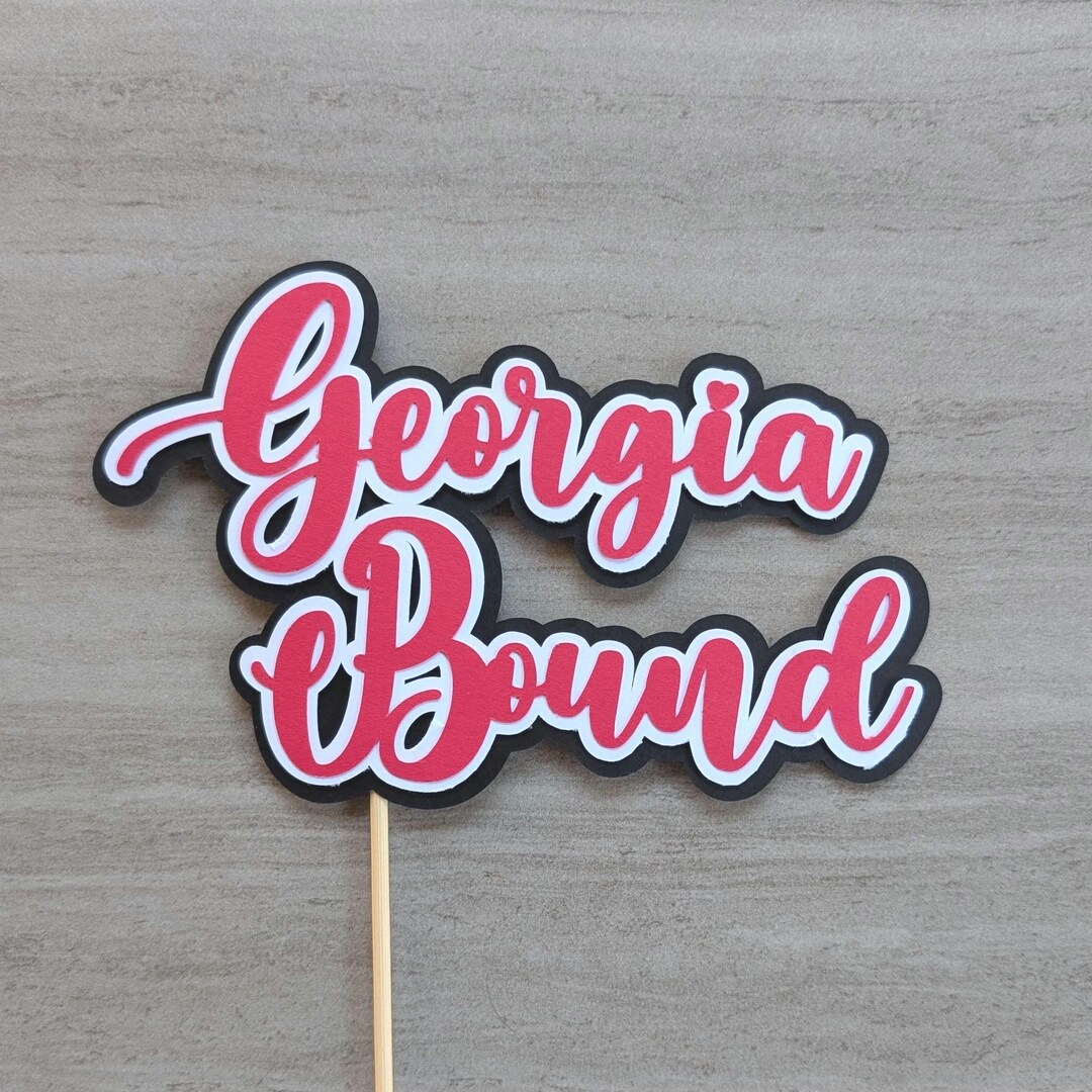 Georgia Bound Cake Topper in Cursive- Red, Black, and White - Etsy