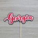 Red Glitter Georgia Cake Topper in Cursive- Red, Black, and White - Etsy
