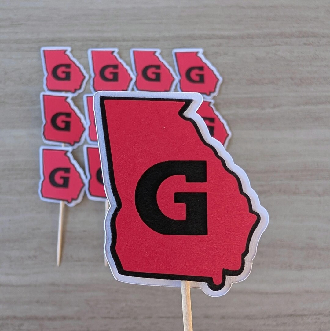 Georgia Cupcake Toppers - Red and Black - Etsy