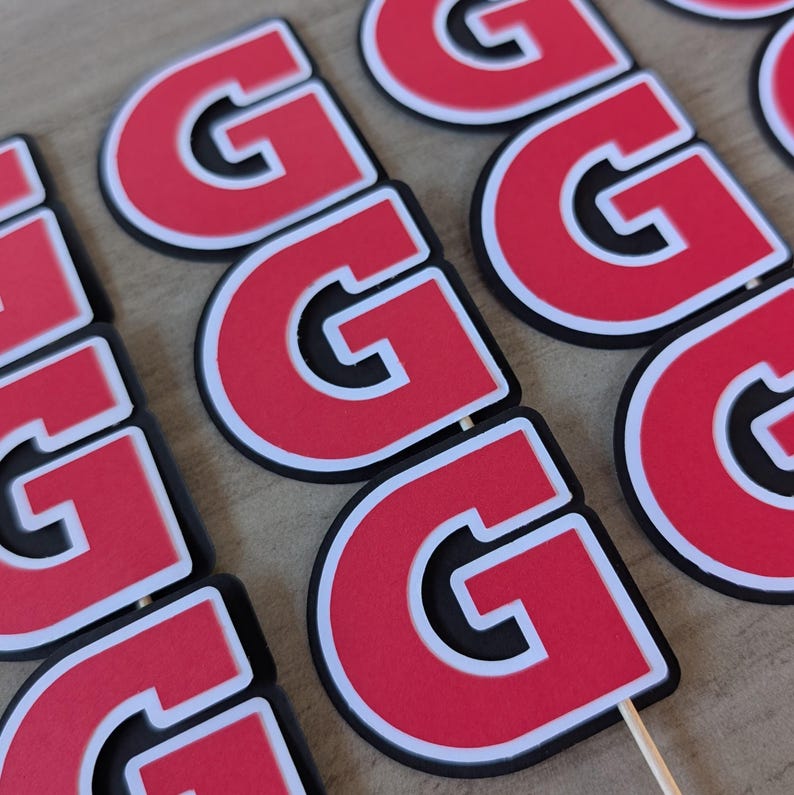 G Cupcake Toppers for Cupcakes - Red, White, Black - Etsy