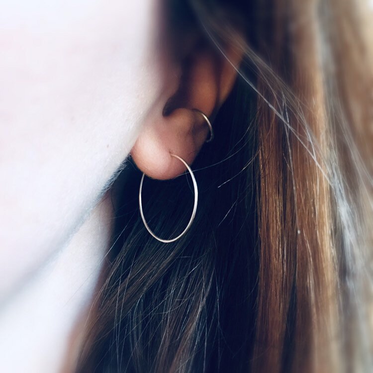 Small Recycled Silver Hoops Thin Silver Hoops Sterling - Etsy