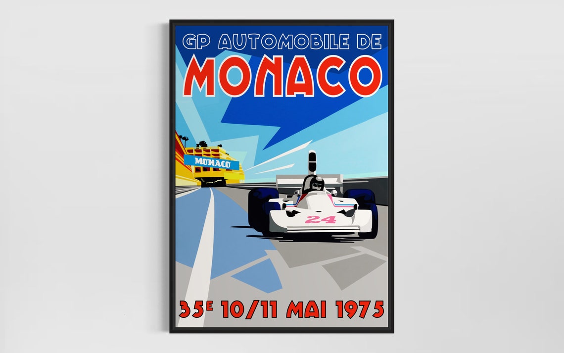 1975 Monaco F1 Grand Prix Poster-style Print. James Hunt Motorsport Art ...