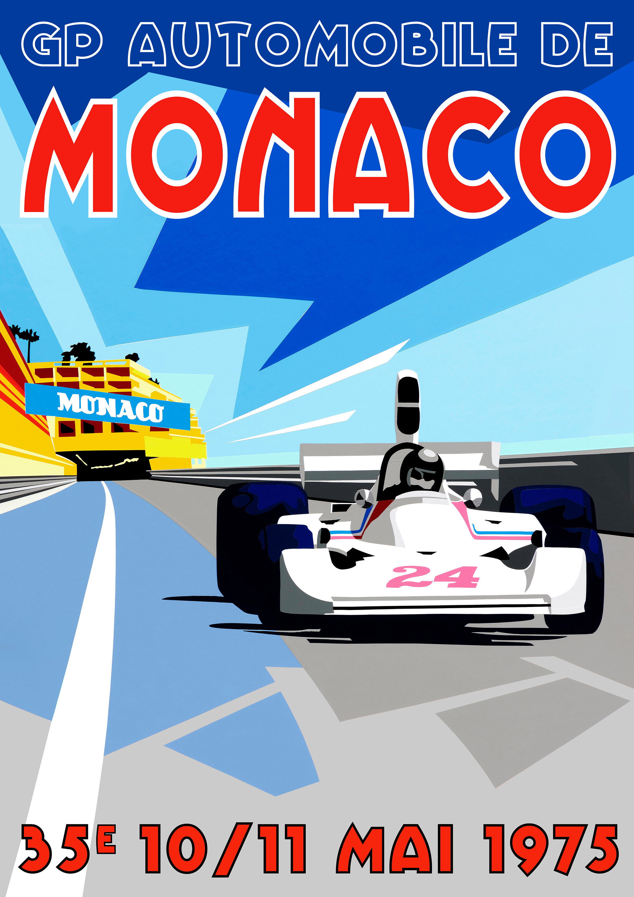 1975 Monaco F1 Grand Prix Poster-style Print. James Hunt Motorsport Art ...