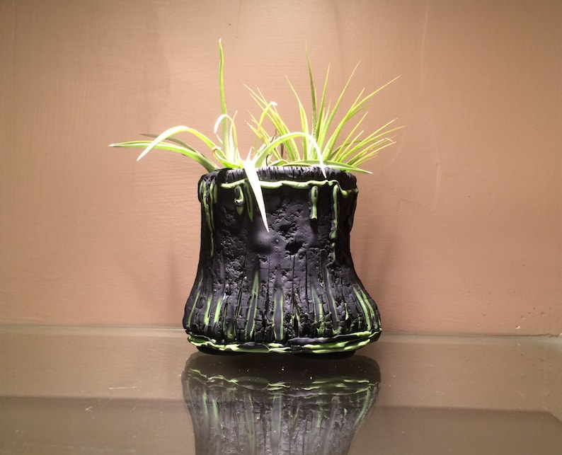 Bonsai Pot Sculpture, Lava Black Green Volcanic Plant Pot Vase - Etsy