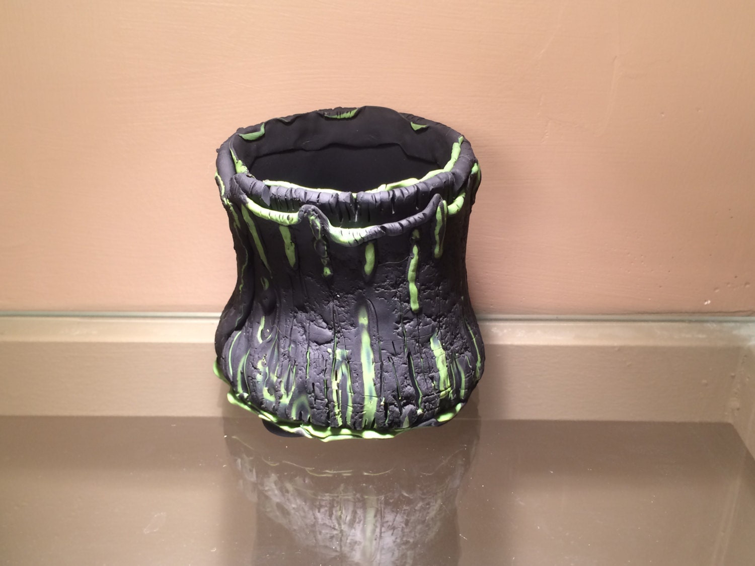 Bonsai Pot Sculpture, Lava Black Green Volcanic Plant Pot Vase - Etsy