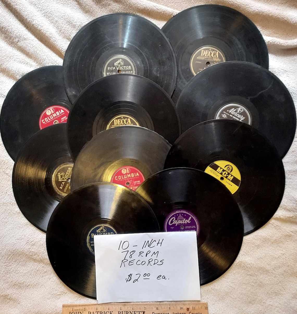 LOT of Ten 10-inch 78rpm RECORDS for Play, Crafting, Decoration ...