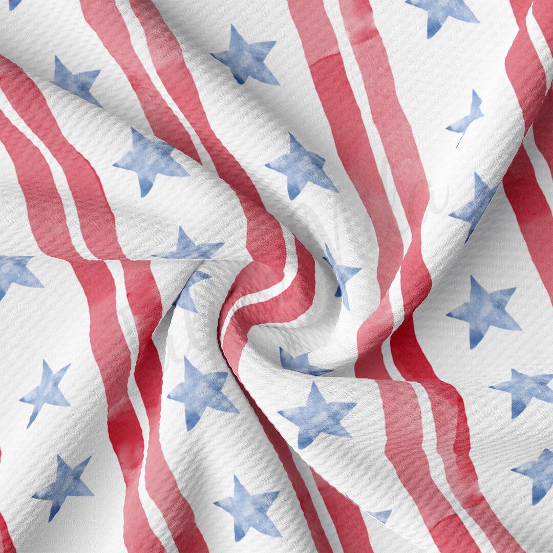 4th of July Patriotic Printed Liverpool Bullet Textured Fabric by the ...