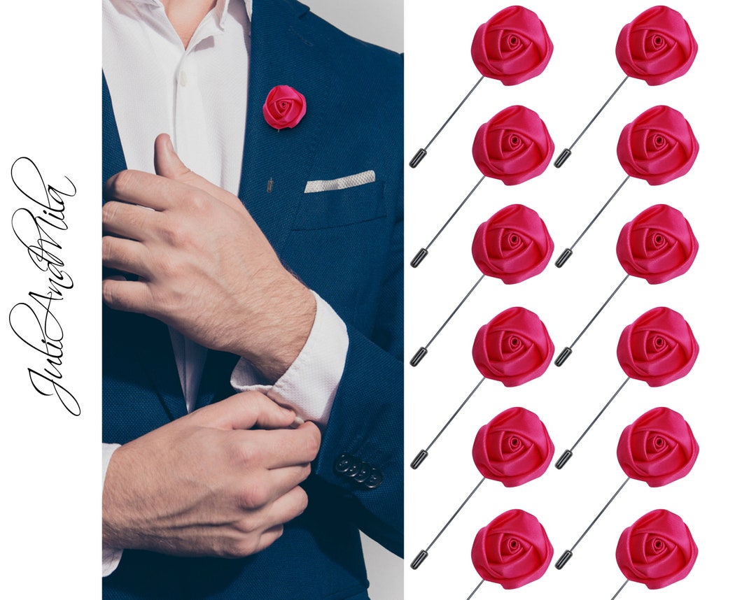Flower Lapel Pin, Hot Pink Lapel Pin, Lapel Pin, Wedding Lapel Pin, Men ...