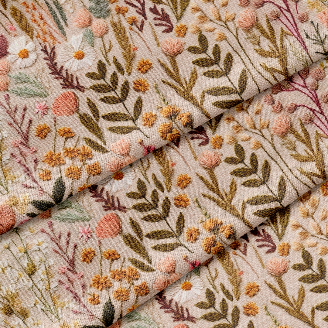 Floral 100% Cotton Fabric by the Yard Printed in USA Cotton Sateen ...