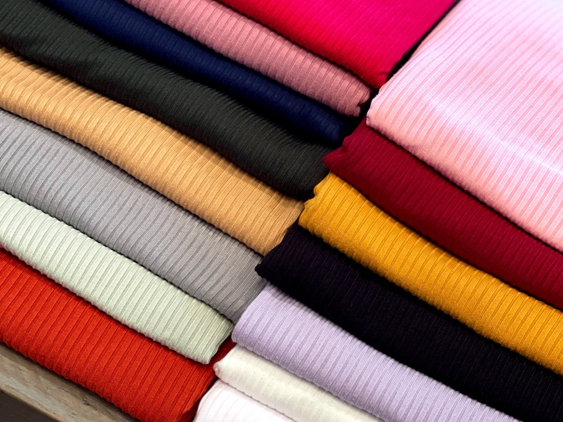 Rib Knit Fabric by the Yard Ribbed Jersey Stretchy Soft - Etsy