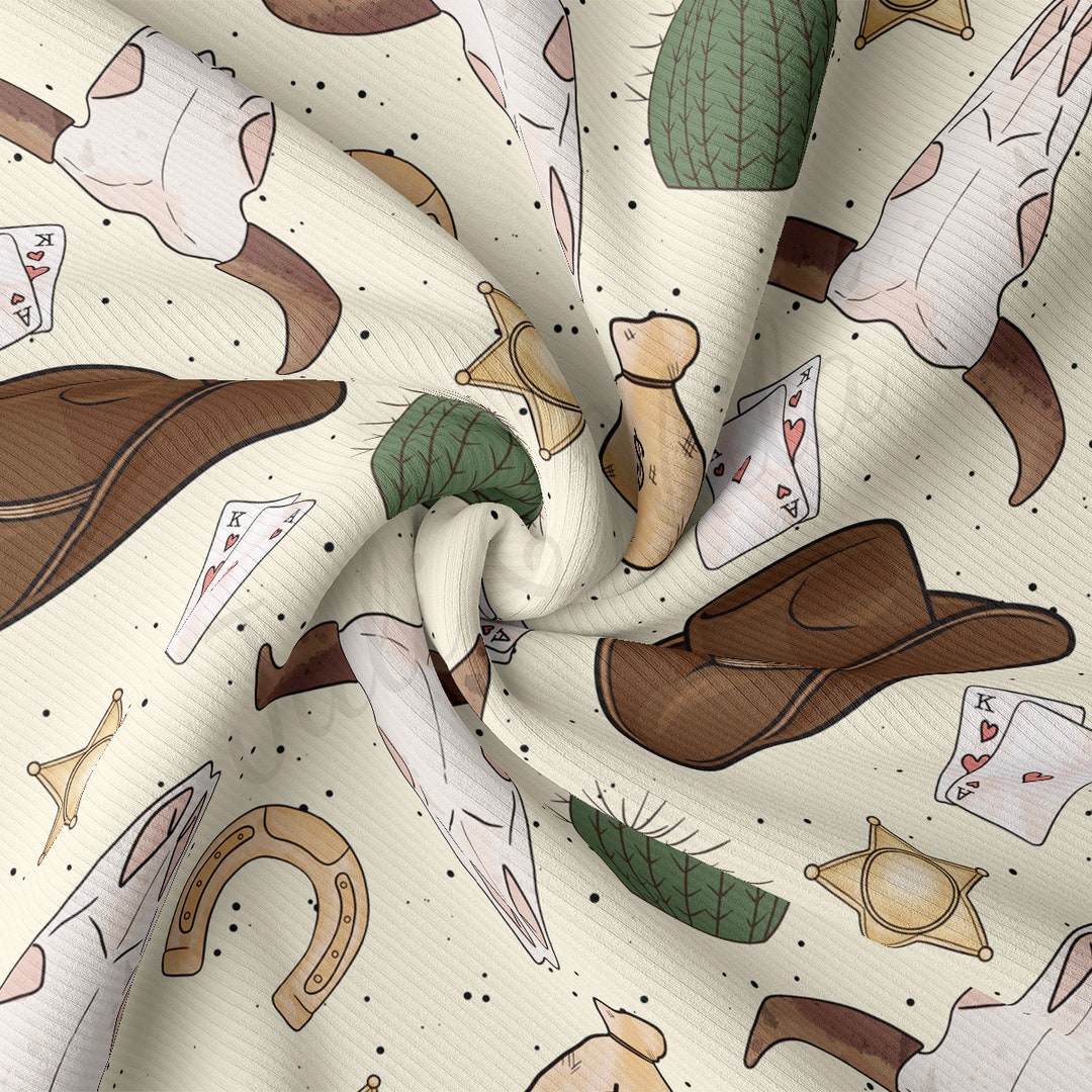 Western Rib Knit Fabric by the Yard Ribbed Jersey Stretchy Soft ...