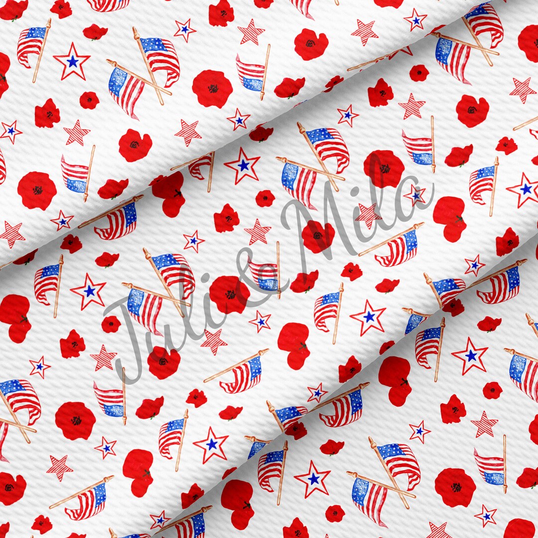 Patriotic 4th of July Printed Liverpool Bullet Textured Fabric by the ...