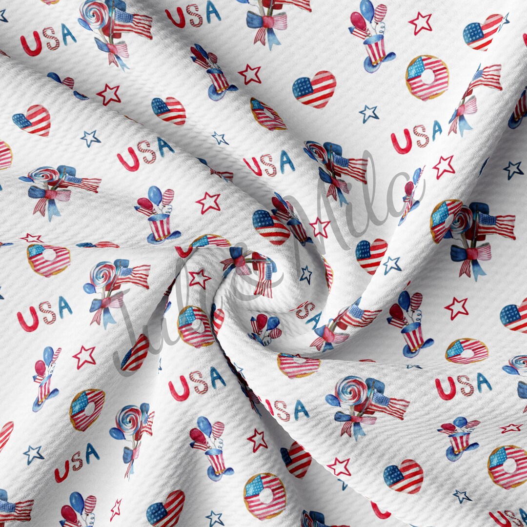 Patriotic 4th of July Printed Liverpool Bullet Textured Fabric by the ...