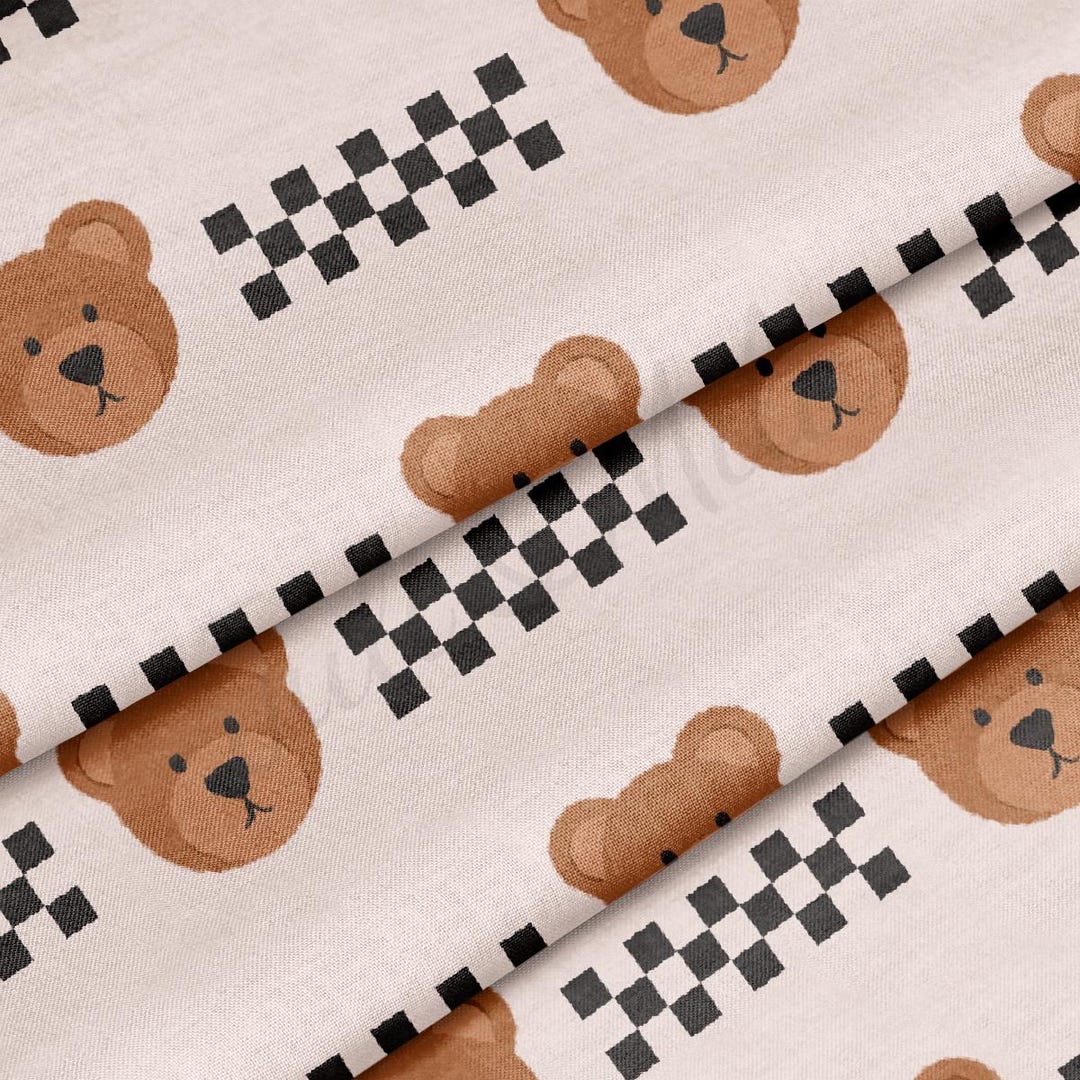 Teddy Bear 100% Cotton Fabric by the Yard Printed in USA Cotton Sateen ...
