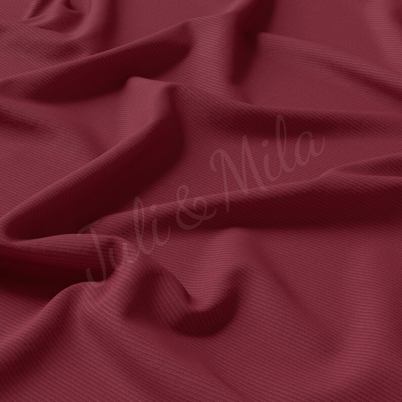 Burgundy Rib Knit Fabric by the Yard Ribbed Jersey Stretchy | Etsy