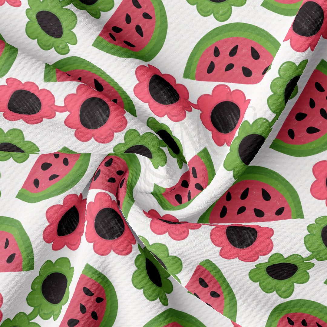 Summer Watermelon Printed Liverpool Bullet Textured Fabric by the Yard ...