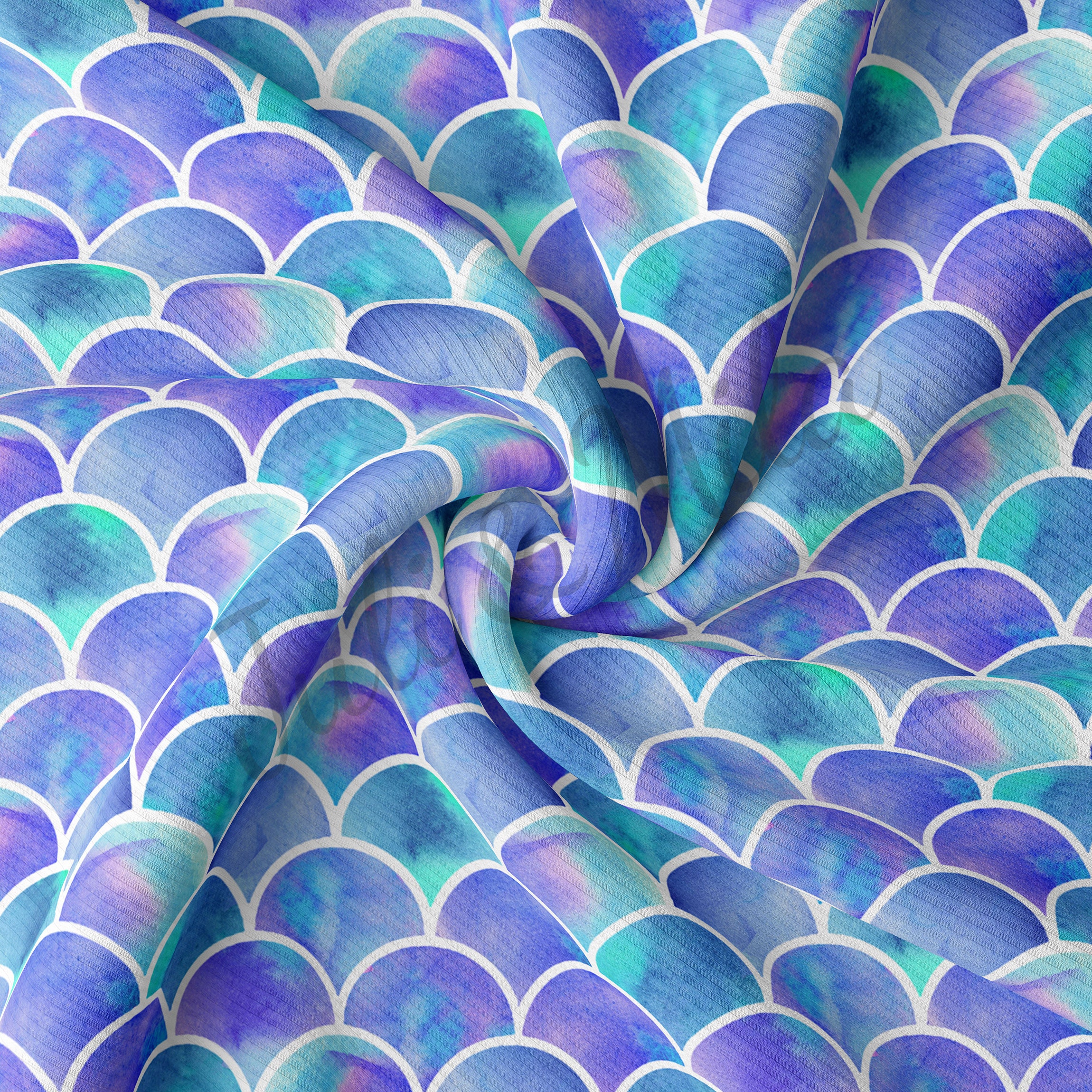 Mermaid Rib Knit Fabric by the Yard Ribbed Jersey Stretchy Soft ...