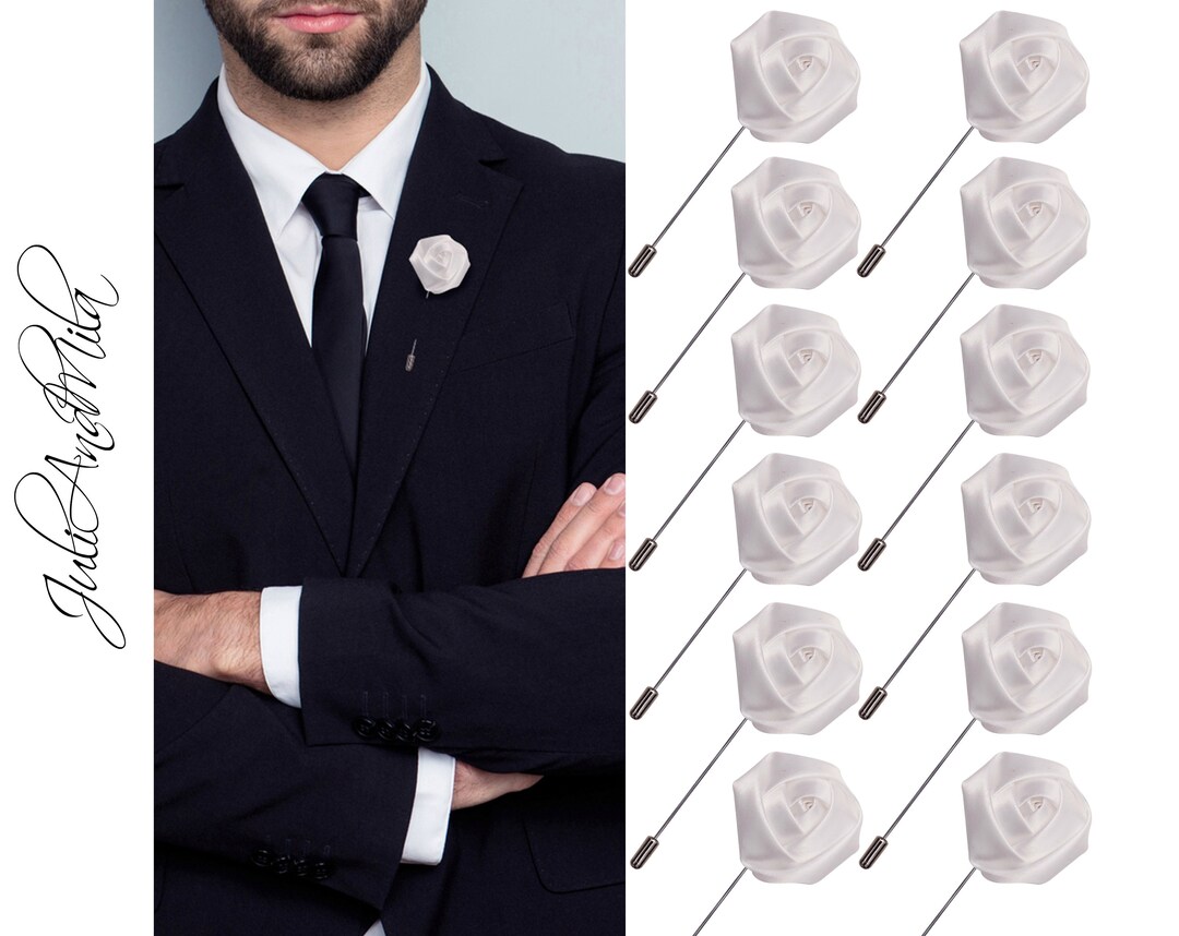 Flower Lapel Pin, White Lapel Pin, Lapel Pin, Wedding Lapel Pin, Men ...