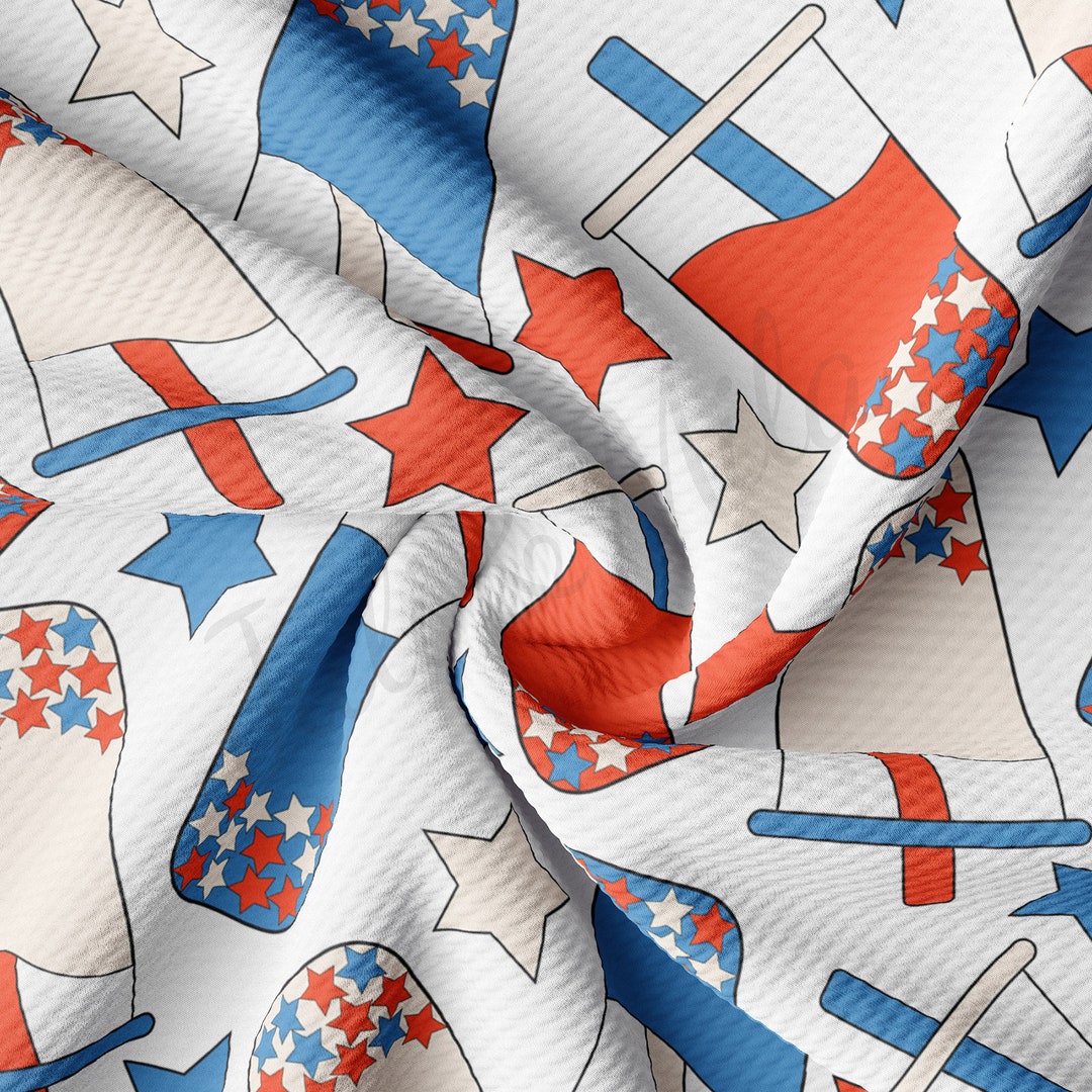 Patriotic 4th of July Printed Liverpool Bullet Textured Fabric by the ...