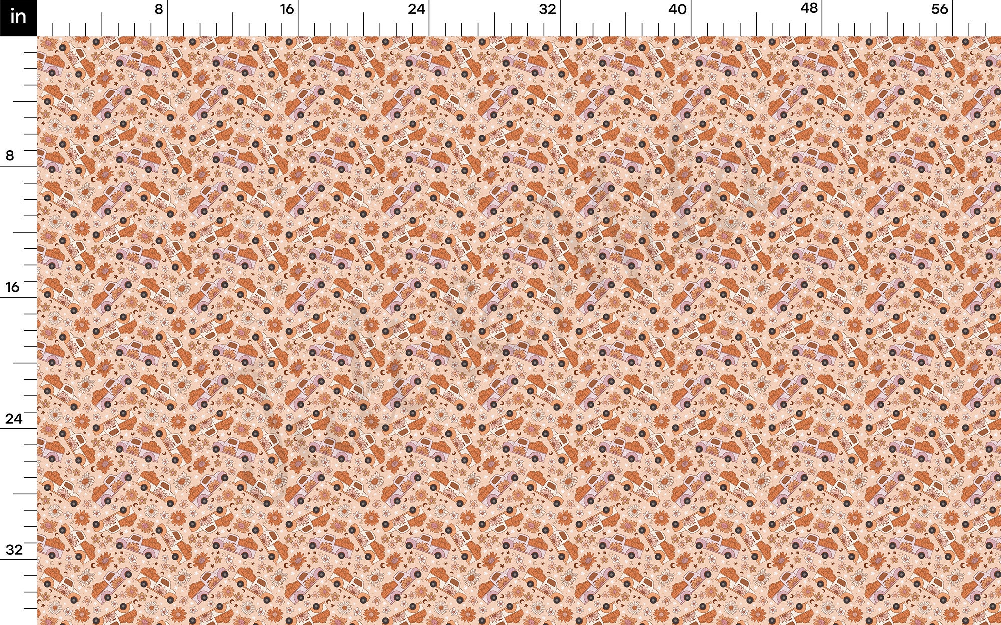 Farm Pumpkin Trucks Bullet Printed Textured Fabric by the Yard 4way ...