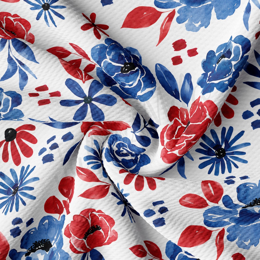 Patriotic 4th of July Printed Liverpool Bullet Textured Fabric by the ...