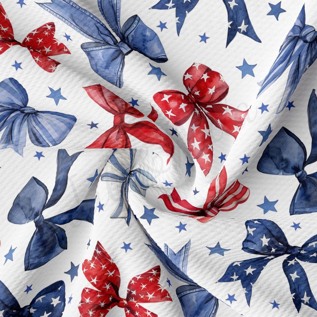 4th of July Patriotic Printed Liverpool Bullet Textured Fabric by the ...