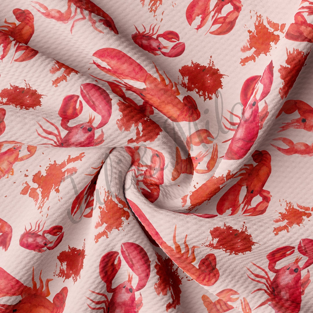 Lobster Crawfish Printed Liverpool Bullet Textured Fabric by the Yard ...