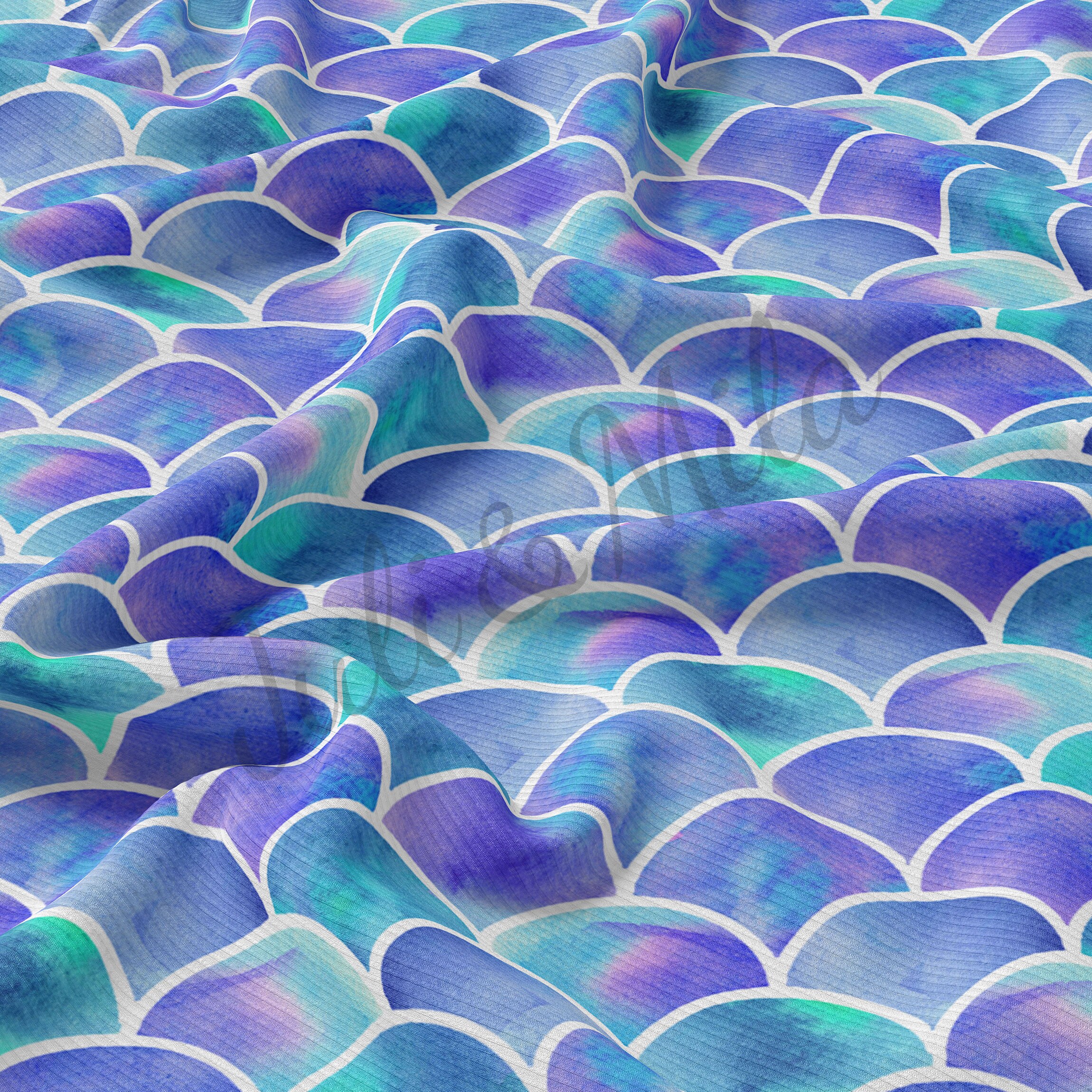 Mermaid Rib Knit Fabric by the Yard Ribbed Jersey Stretchy Soft ...