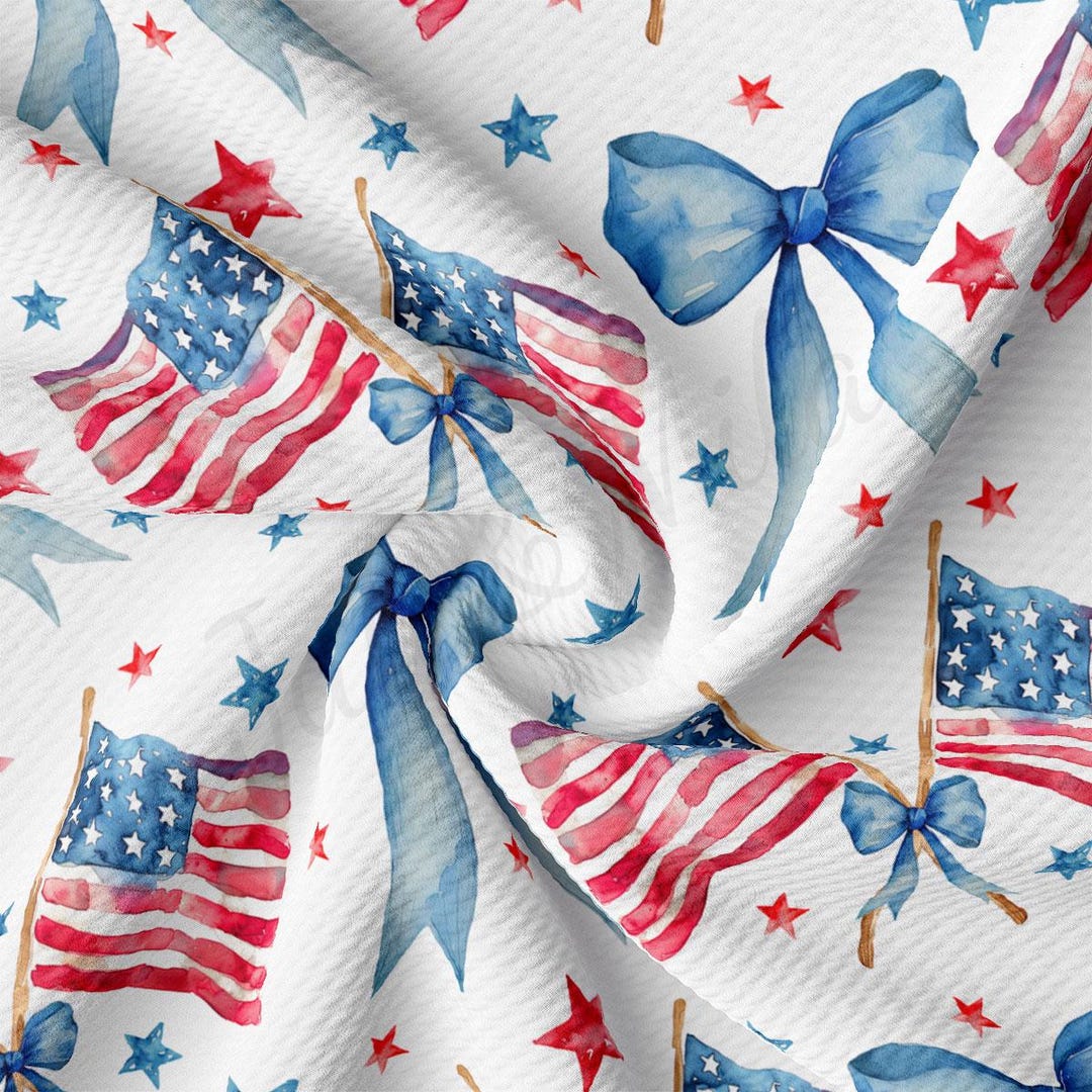 4th of July Patriotic Printed Liverpool Bullet Textured Fabric by the ...
