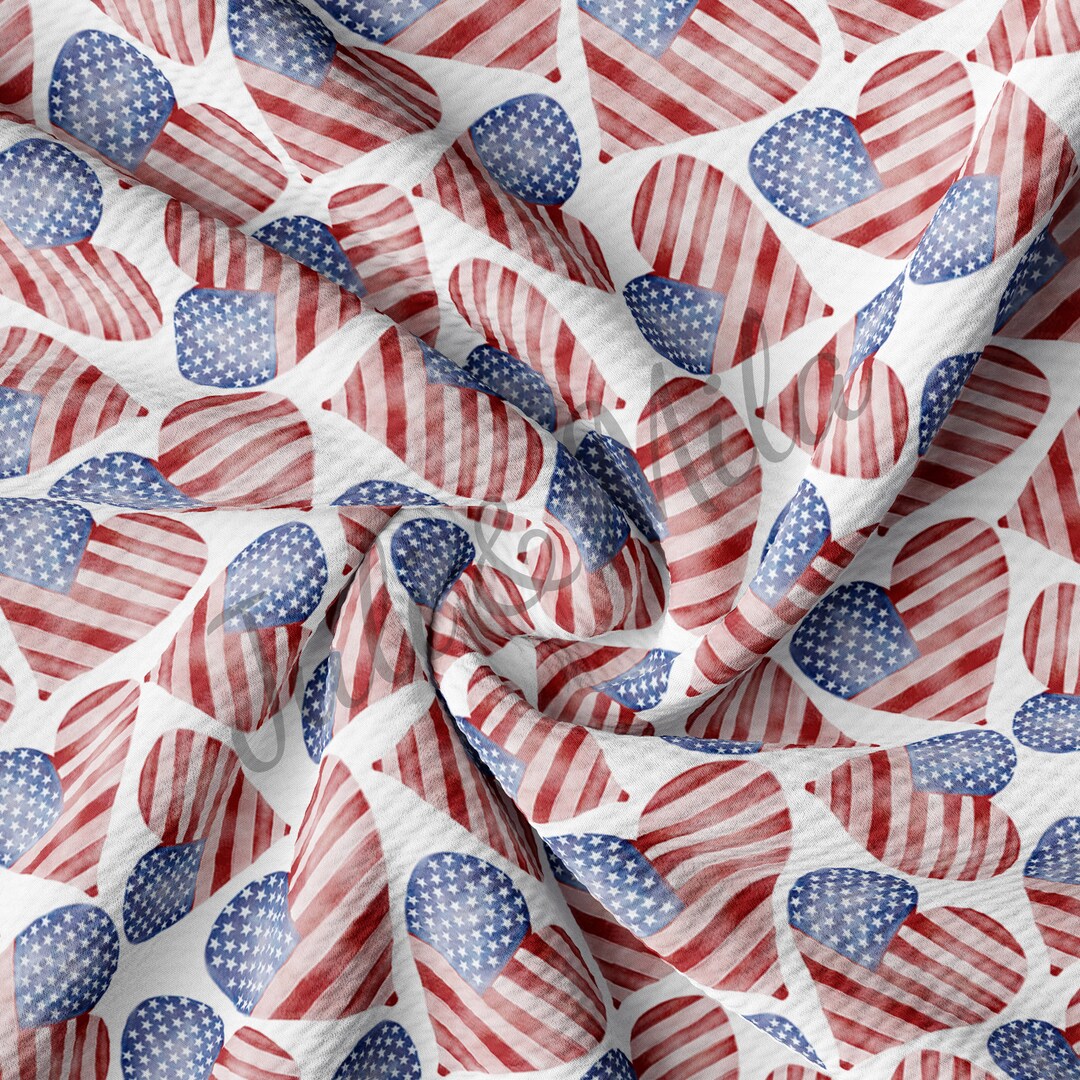 Patriotic 4th of July Printed Liverpool Bullet Textured Fabric by the ...