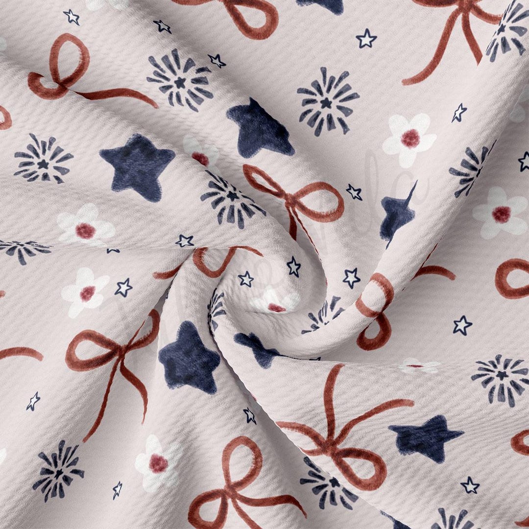 4th of July Patriotic Printed Liverpool Bullet Textured Fabric by the ...