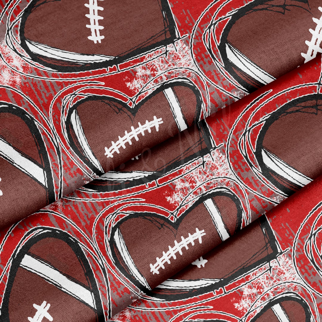 Football 100% Cotton Fabric by the Yard Printed in USA Cotton Sateen ...