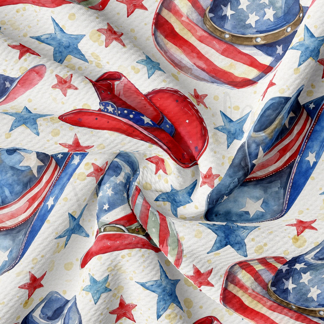 4th of July Patriotic Printed Liverpool Bullet Textured Fabric by the ...