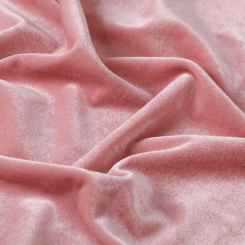 Dusty Pink Stretchy Velvet Fabric by the Yard Stretch Fabrics Polyester ...