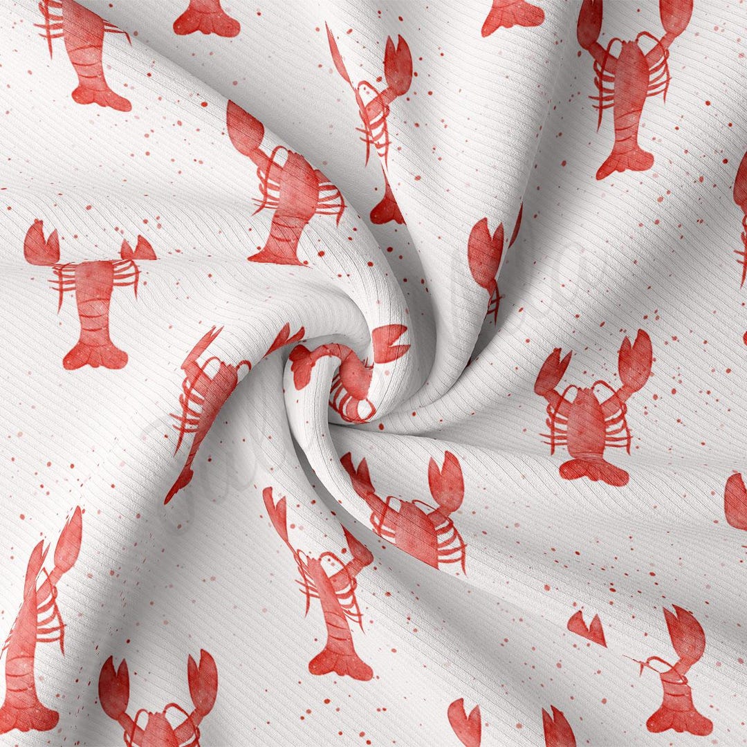 Crawfish Lobster Rib Knit Fabric by the Yard Ribbed Jersey Stretchy ...