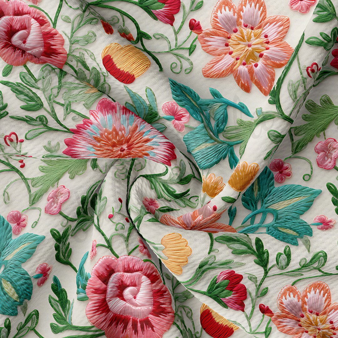 Embroidery Printed Liverpool Bullet Textured Fabric by the Yard 4way ...