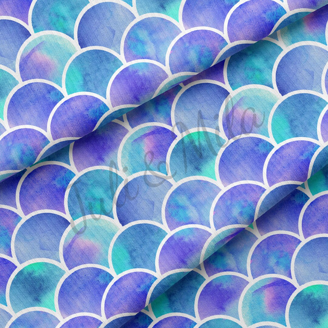 Mermaid Rib Knit Fabric by the Yard Ribbed Jersey Stretchy Soft ...